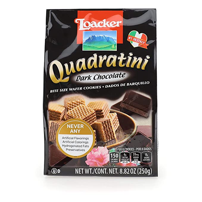 Loacker Quadratini Dark Chocolate Bite Size Wafer Cookies 250 Gr ...